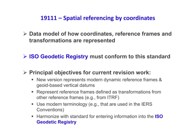 ISO/TC 211 - Geodetic Reference Frame and Coordinate System Standards | PDF