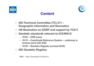 ISO/TC 211 - Geodetic Reference Frame and Coordinate System Standards | PDF