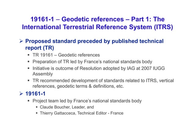 ISO/TC 211 - Geodetic Reference Frame and Coordinate System Standards | PDF