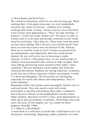 11 Word Banks and Word SortsWe visited an elementary school in o.docx