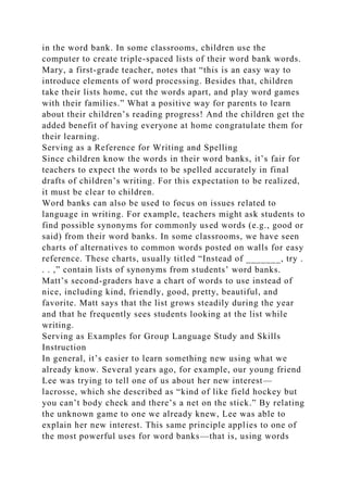 11 Word Banks and Word SortsWe visited an elementary school in o.docx