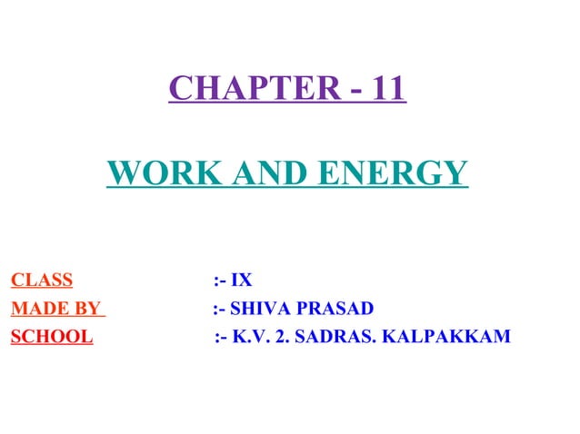 work and energy | PPT | Physics | Science