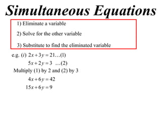 11 X1 T01 08 Simultaneous Equations (2010) | PPT