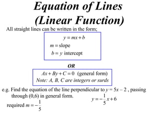 11 X1 T05 03 Equation Of Lines | PPT