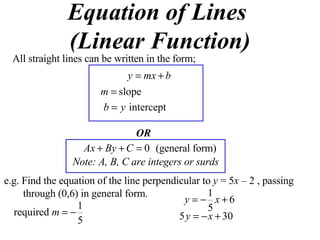 11 X1 T05 03 Equation Of Lines | PPT