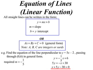 11 X1 T05 03 Equation Of Lines | PPT