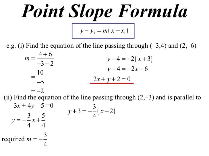 11 X1 T05 04 Point Slope Formula