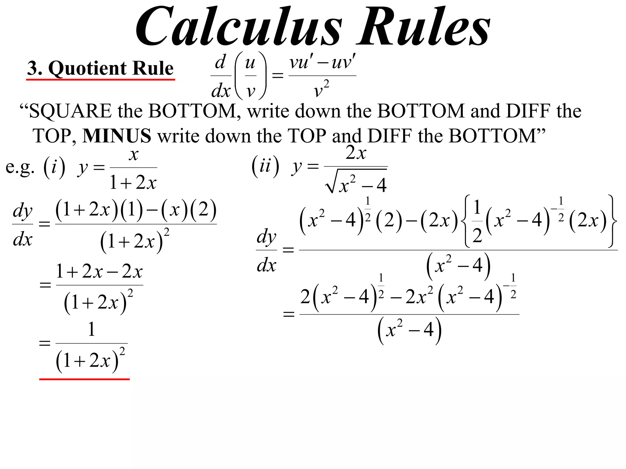 11X1 T09 06 quotient and reciprocal rules (2010) | PDF