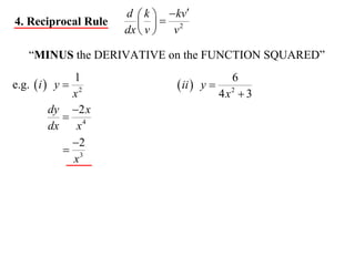 11X1 T09 06 quotient and reciprocal rules (2010) | PPT