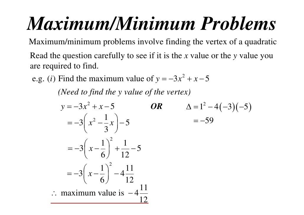 11 x1 t10 04 maximum & minimum problems (2012)