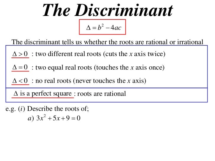 11X1 T11 05 the discriminant (2011)