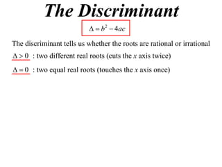 11 x1 t10 05 the discriminant (2013) | PPT