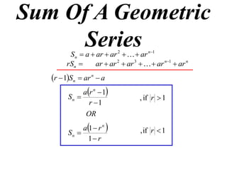 Geometric Series Formulas