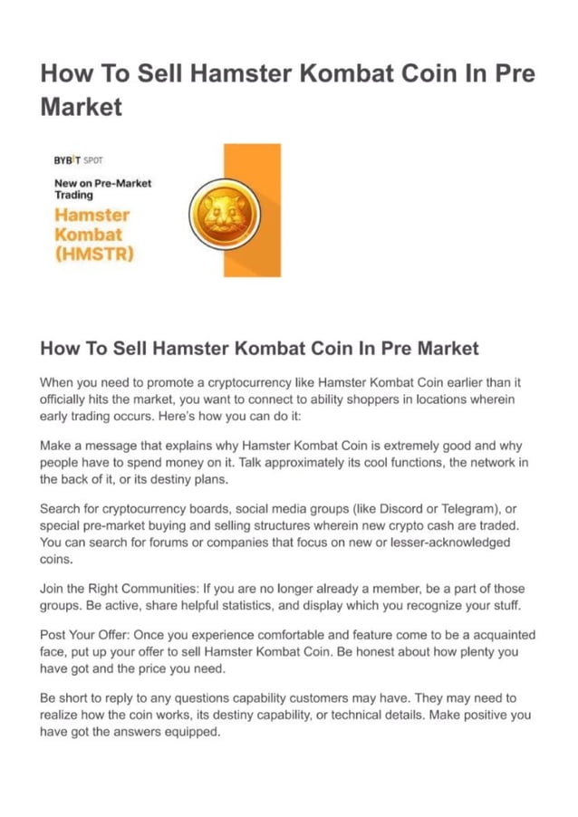 How To Sell Hamster Kombat Tokens In Bybit Pre - Market Trading. | PDF | Currencies | Economy