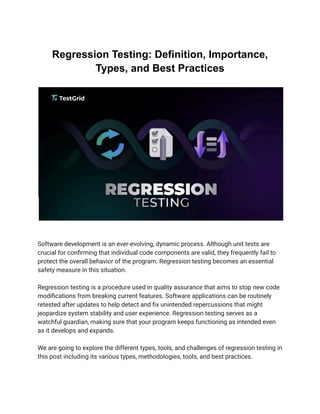 Regression Testing: Definition, Importance, Types, and Best Practices ...