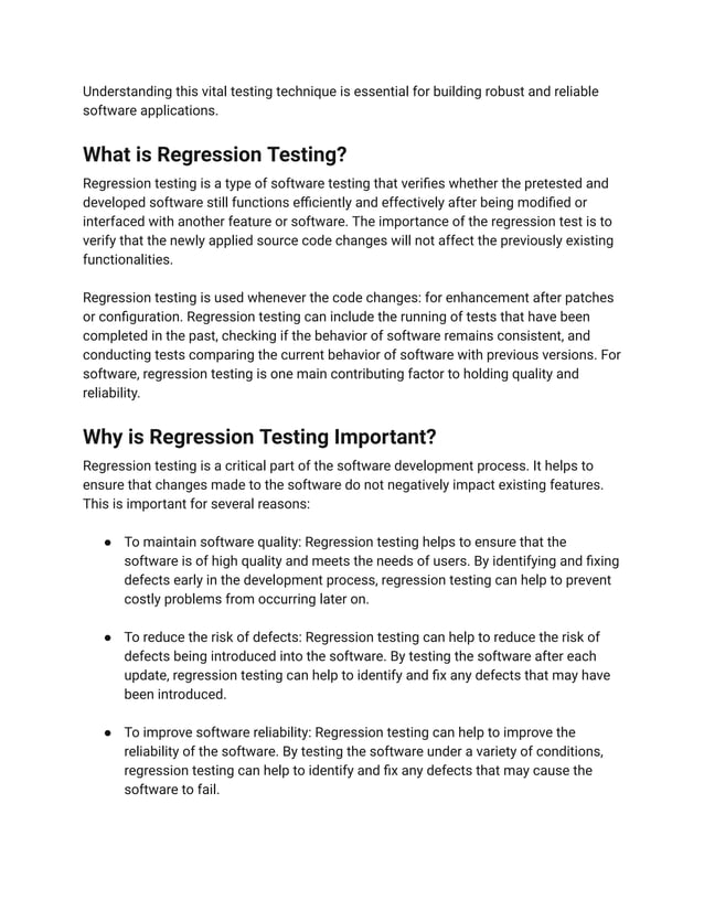 Regression Testing: Definition, Importance, Types, and Best Practices ...