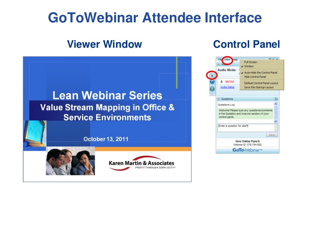 GoToWebinar Attendee Interface Viewer Window