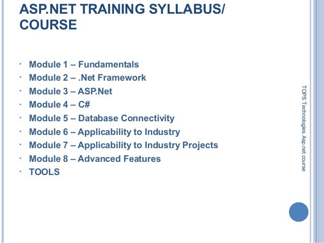 Aspnet Training Syllabus Course