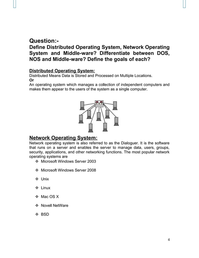 Distributed Operating System,Network OS and Middle-ware.??
