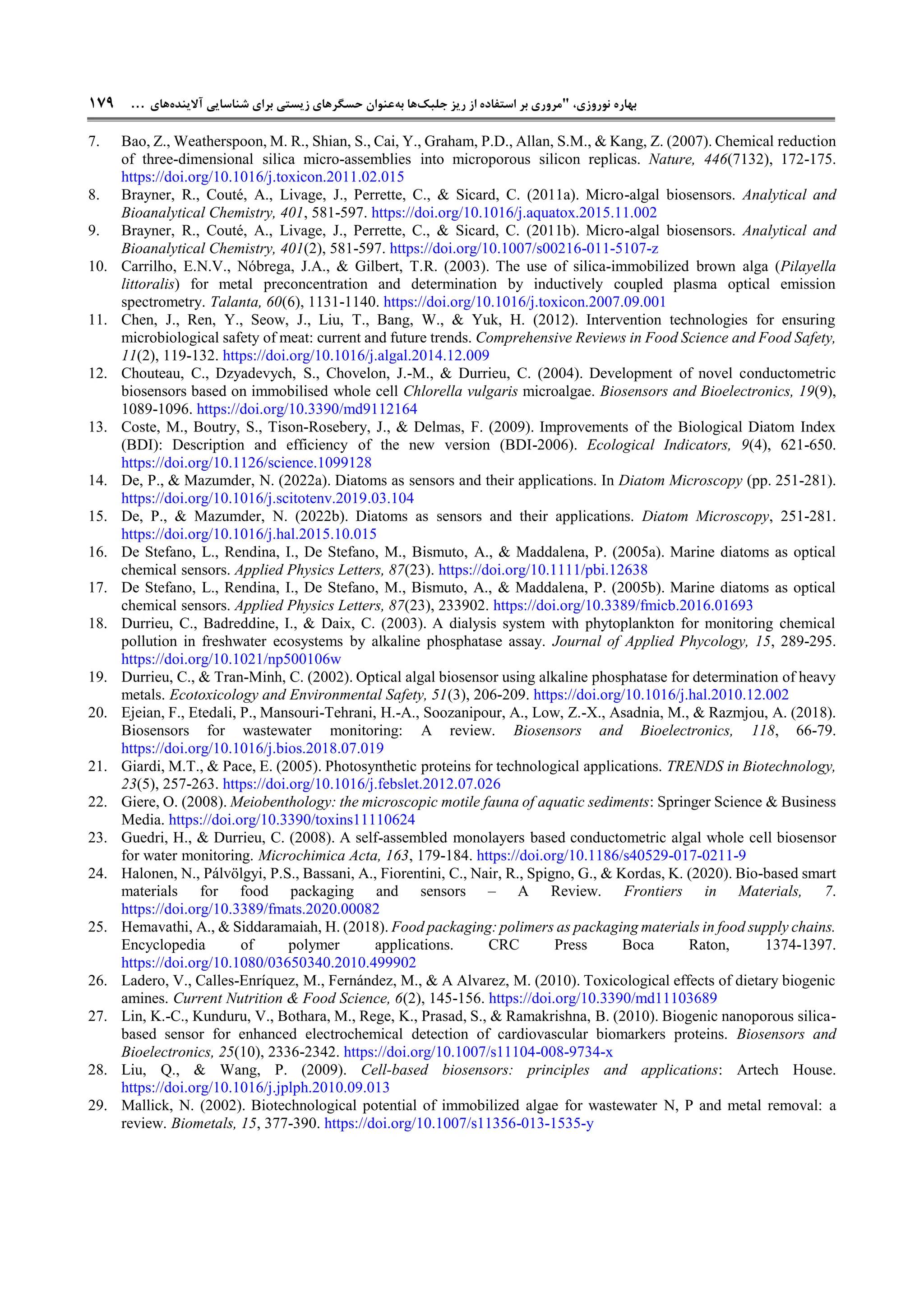 A Review of the Use of Microscopic Algae as Biological Sensors for ...