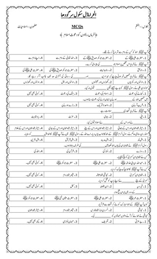 mcq for 7th class islamiat. PTB | PDF