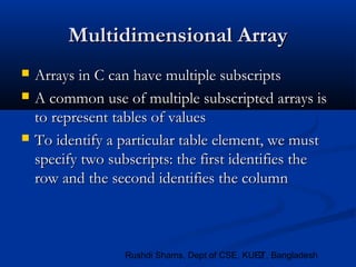 Lec 12. Multidimensional Arrays / Passing Arrays to Functions | PPT