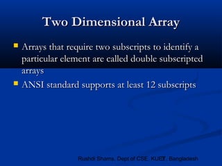 Lec 12. Multidimensional Arrays / Passing Arrays to Functions | PPT