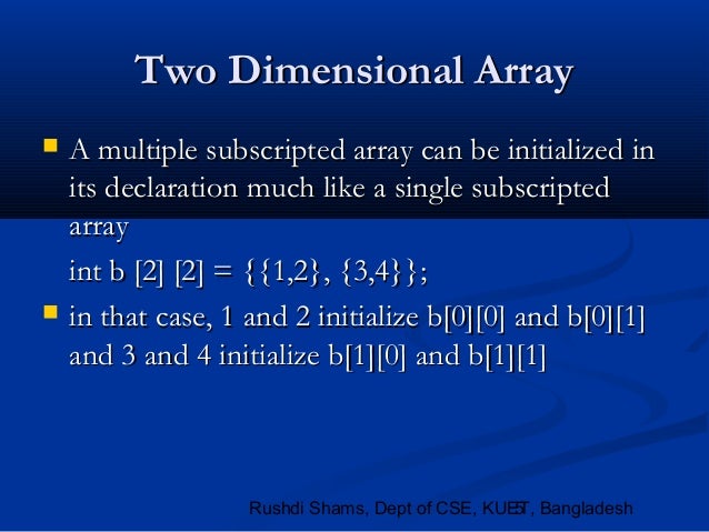 Lec 12. Multidimensional Arrays / Passing Arrays to Functions