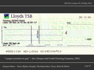 Cheque mates: Participatory design of digital payments with eighty ...