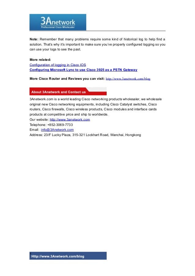 Configuration of logging in Cisco IOS