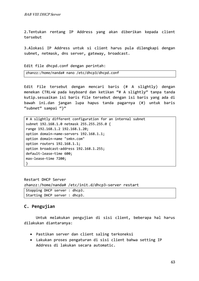 konfigurasi dhcp server | PDF