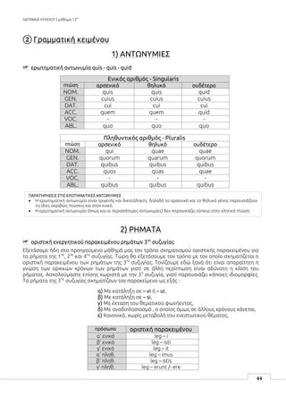 ΛΑΤΙΝΙΚΑ ΛΥΚΕΙΟΥ μάθημα 12ο | PDF