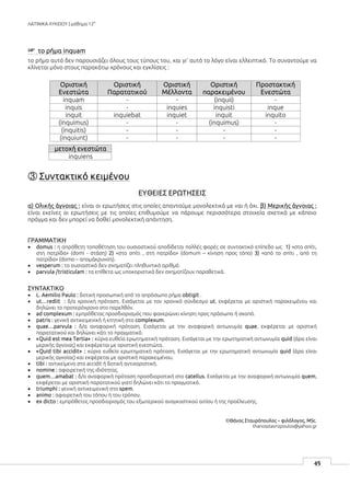 ΛΑΤΙΝΙΚΑ ΛΥΚΕΙΟΥ μάθημα 12ο | PDF