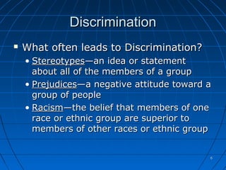 diversity: types of discrimination