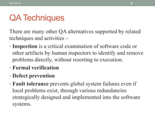 Overview of Software QA and What is Software Quality | PPTX
