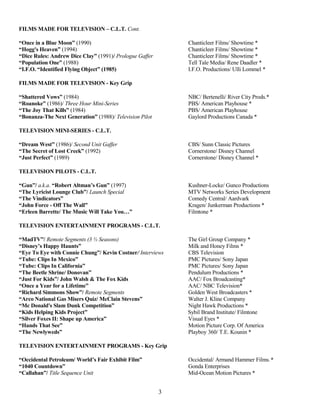 My Filmography Combined - 1976 to the Present | ODT