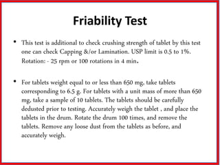 pharmacopoeial standards for tablet | PPTX