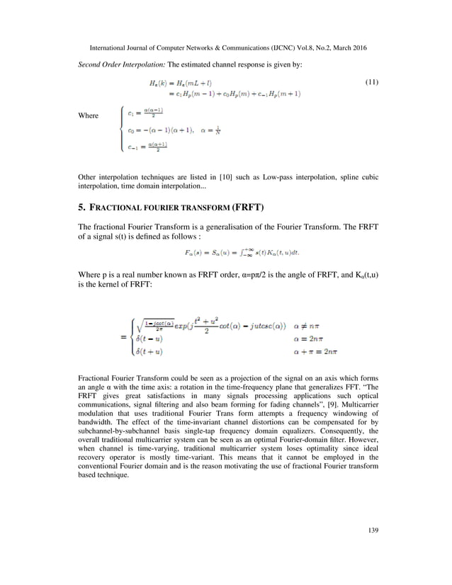 A JOINT TIMING OFFSET AND CHANNEL ESTIMATION USING FRACTIONAL FOURIER TRANSFORM AND CAZAC ...