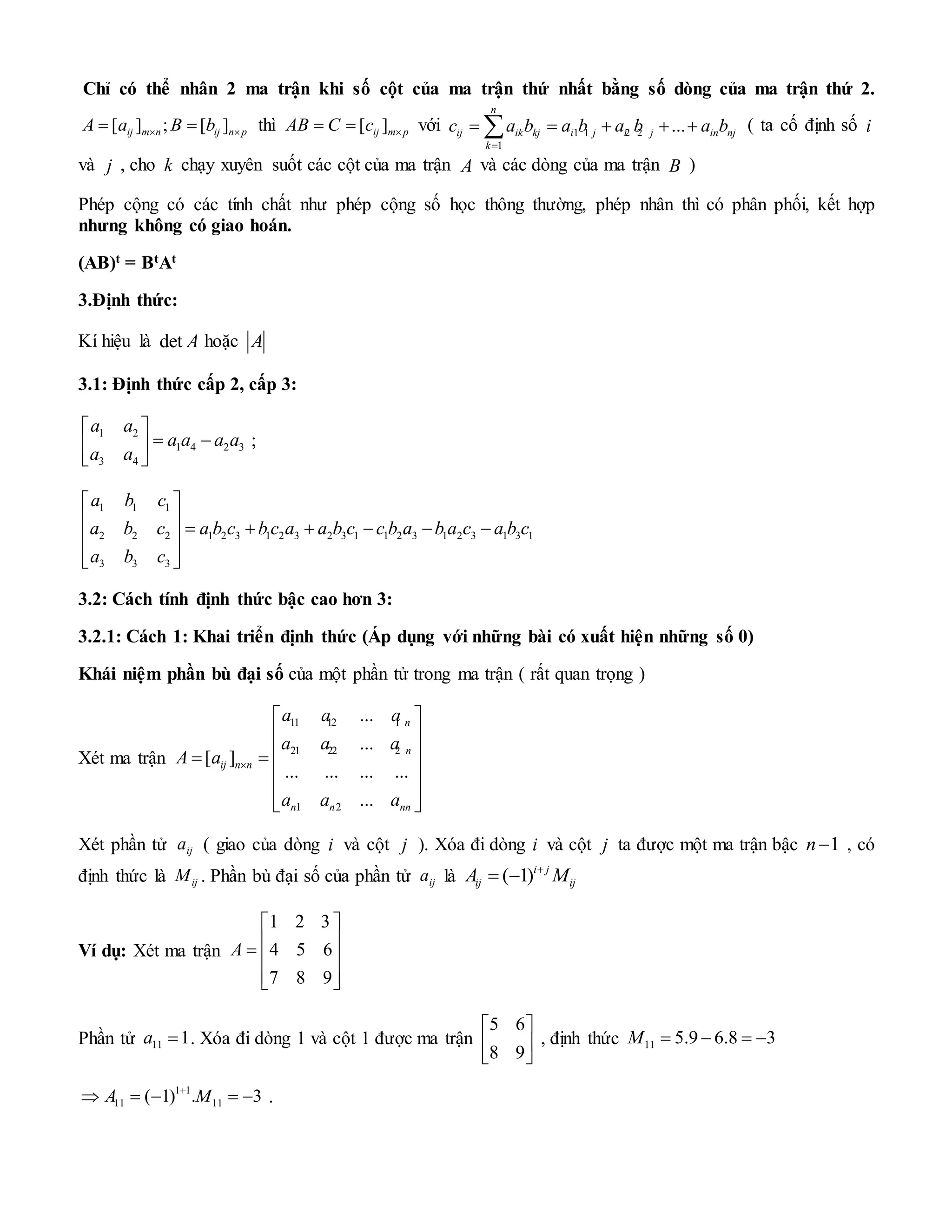 12.ma trận và dịnh thức | DOCX