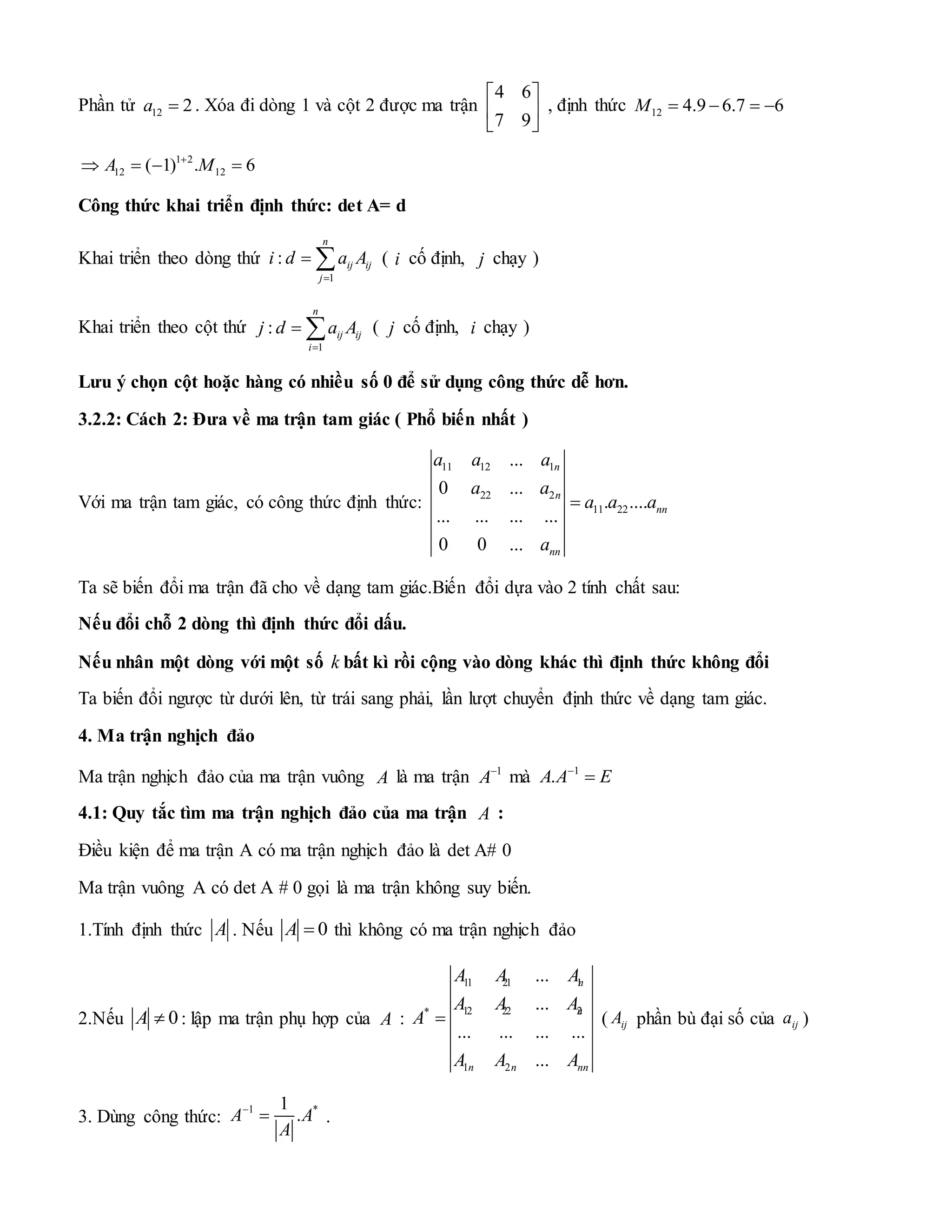 12.ma trận và dịnh thức | DOCX
