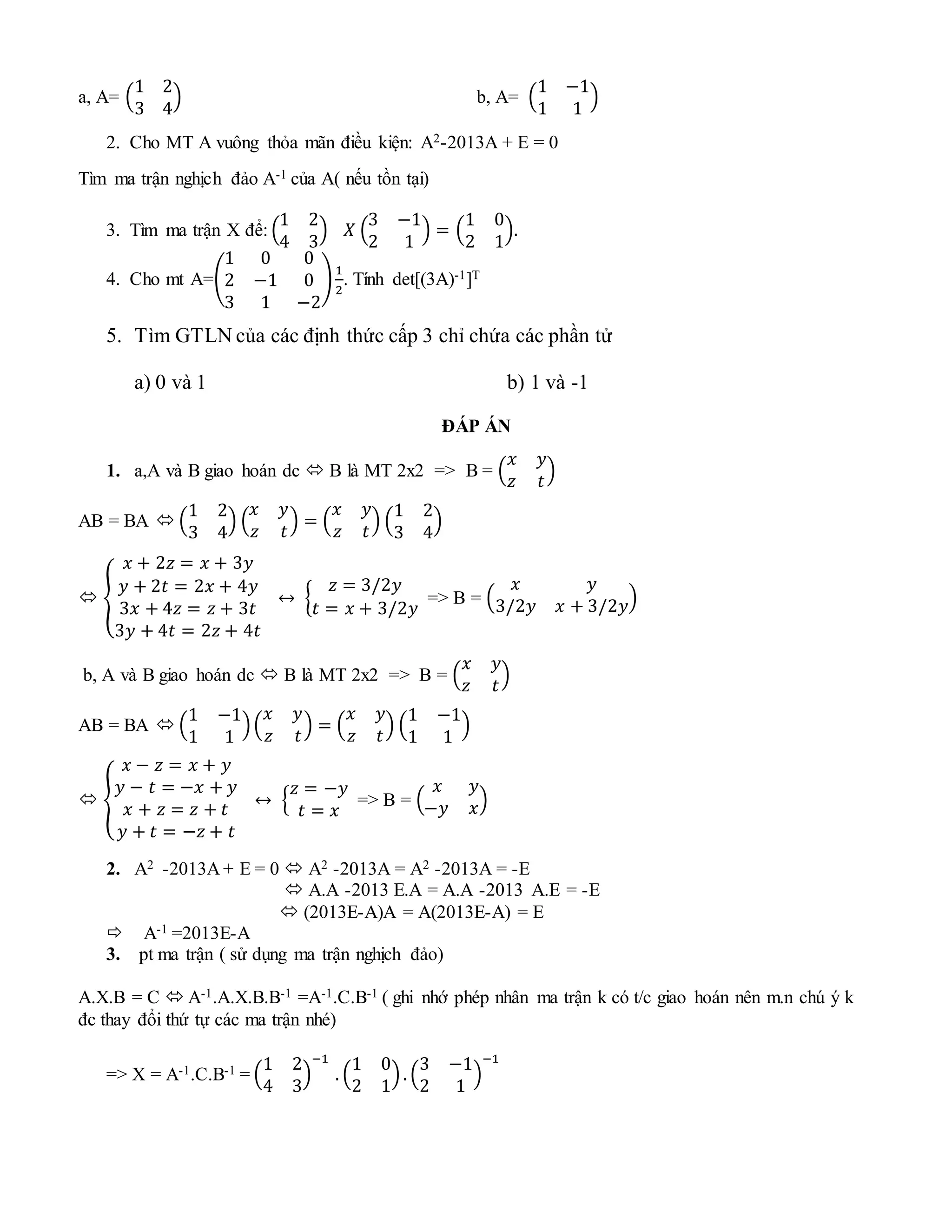 12.ma trận và dịnh thức | DOCX