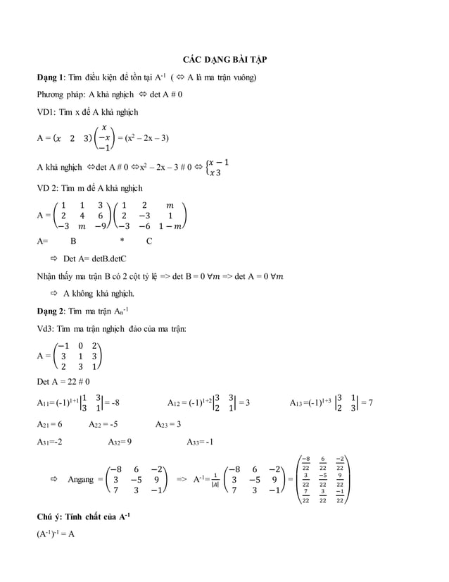 12.ma trận và dịnh thức | DOCX