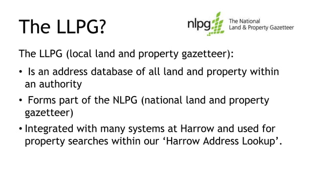 Incorporating Google Street View Imagery with the LLPG | PPT