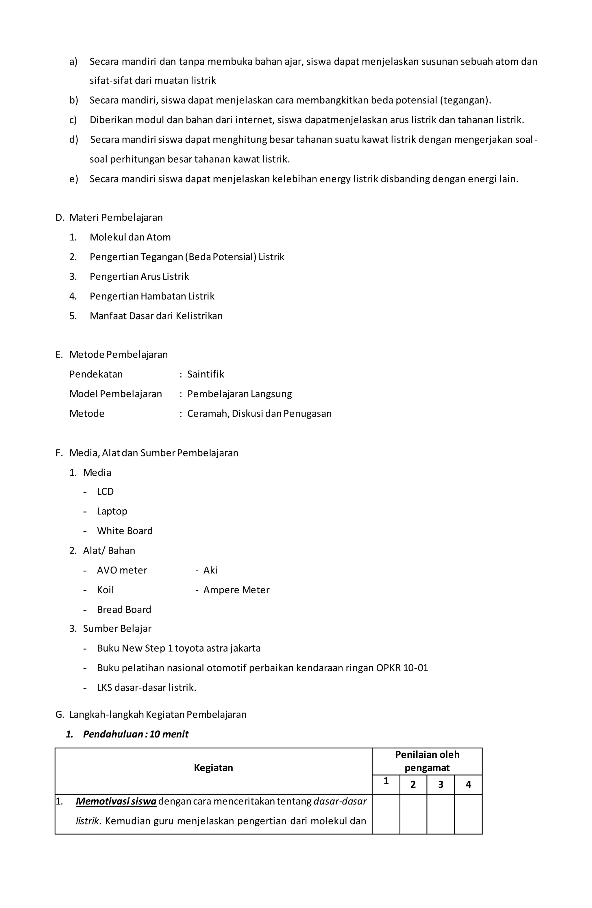 rpp memahami dasar dasar listrik (tldo) | PDF