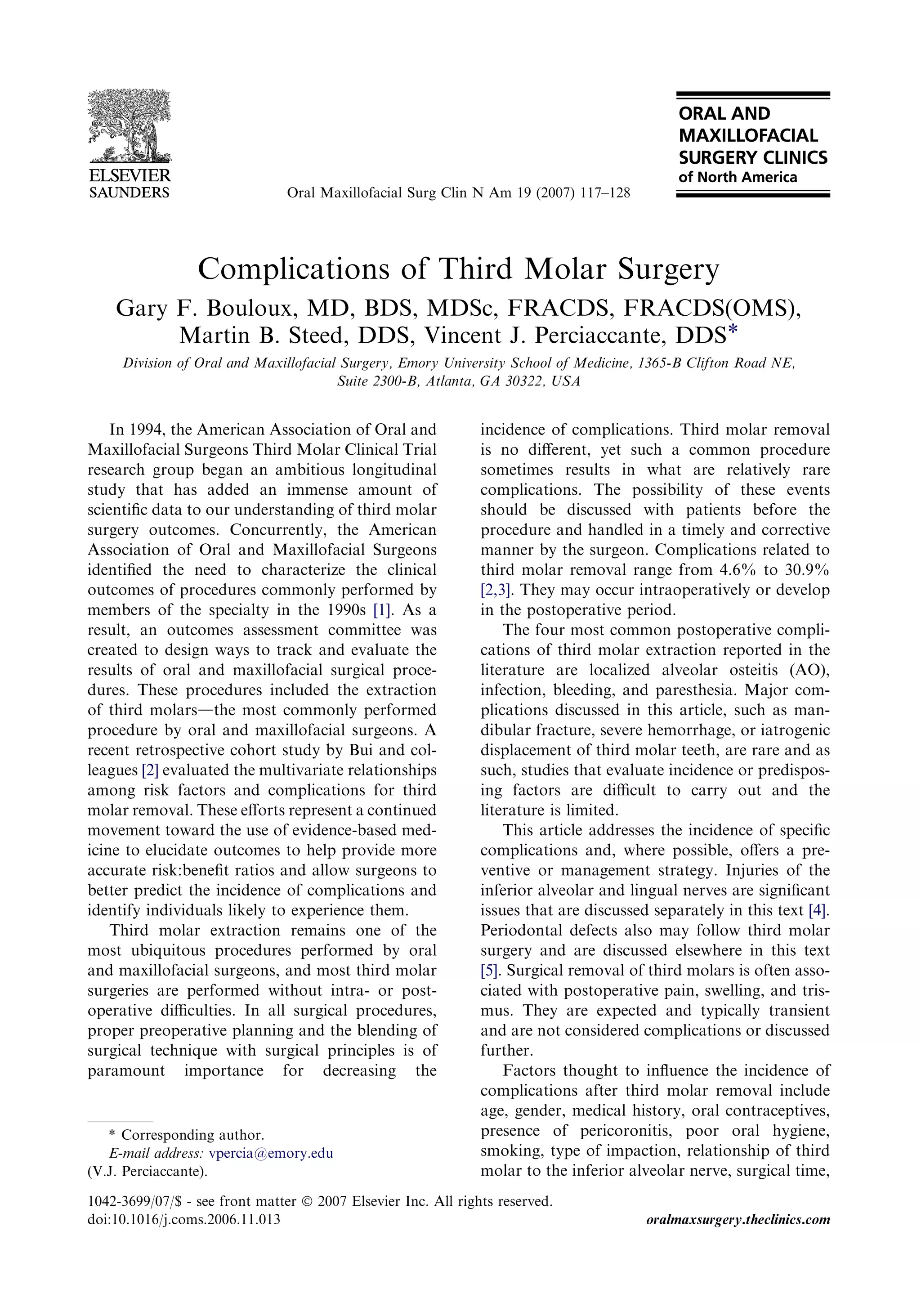 Complications of Third Molar Surgery | PDF