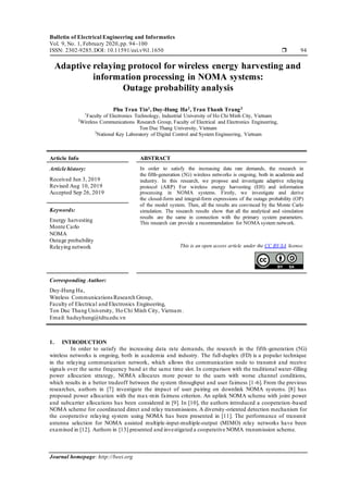 Adaptive relaying protocol for wireless energy harvesting and information processing in NOMA ...