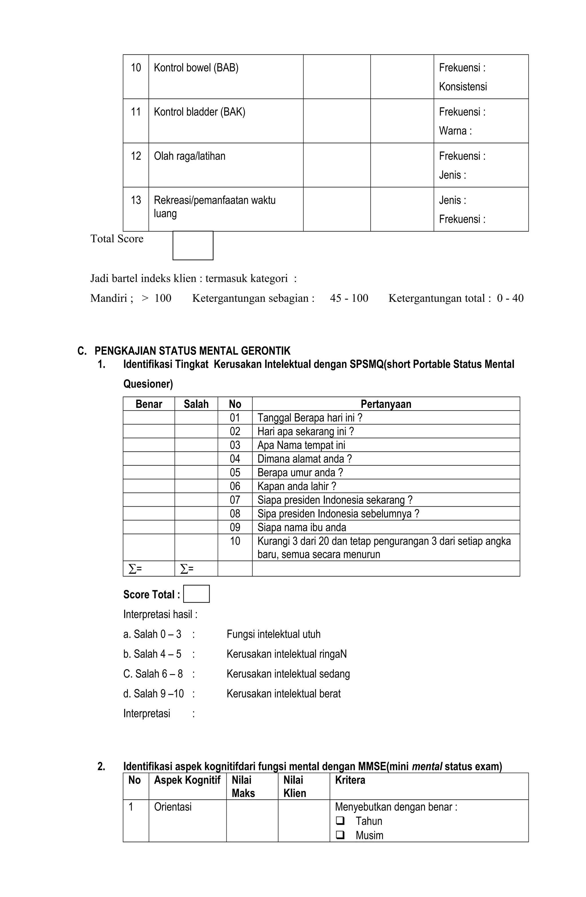 Format Asuhan Keperawatan Gerontik | DOC