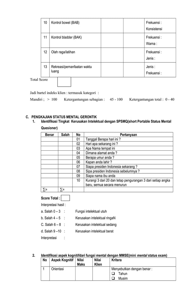 Format Asuhan Keperawatan Gerontik | PDF