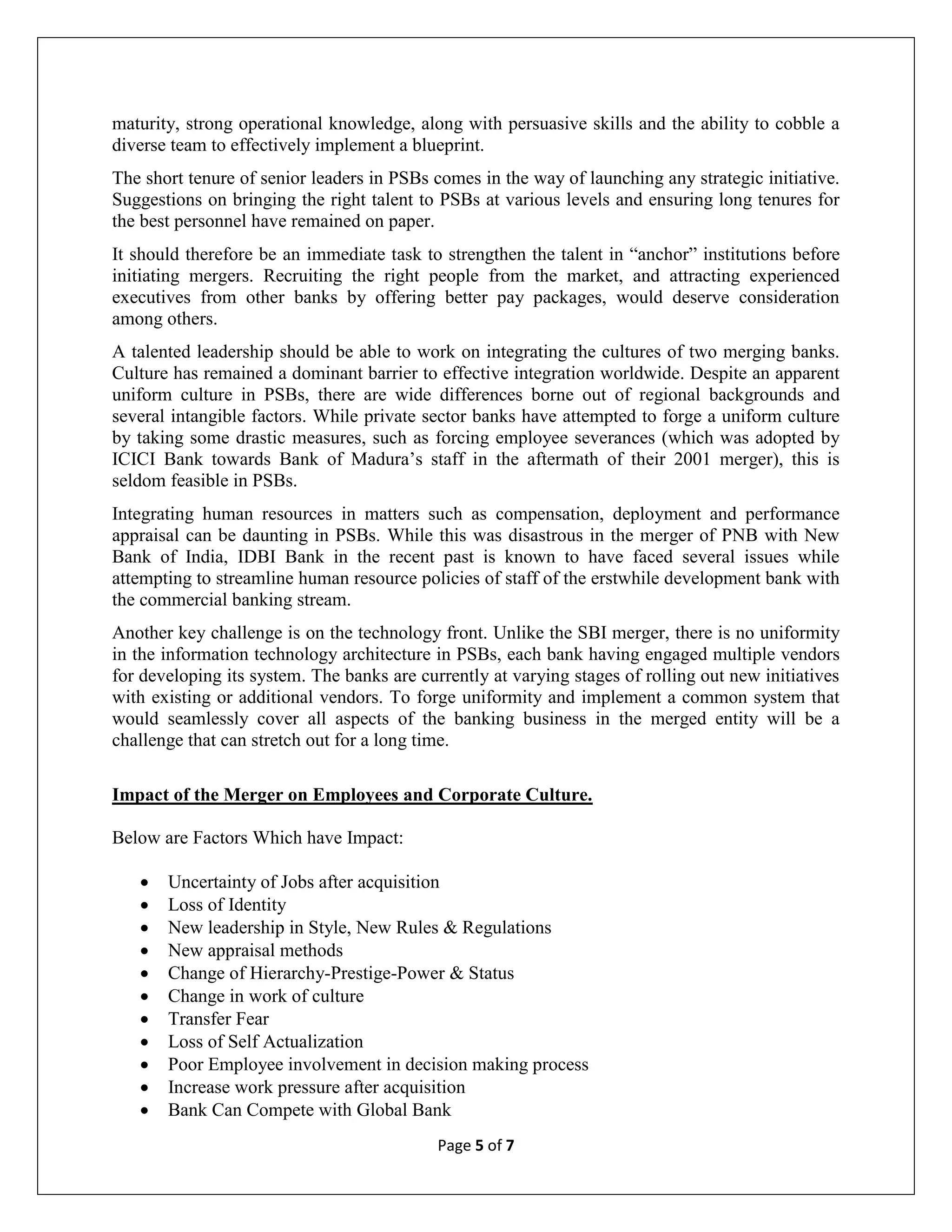 merger of sbi and its associates | PDF