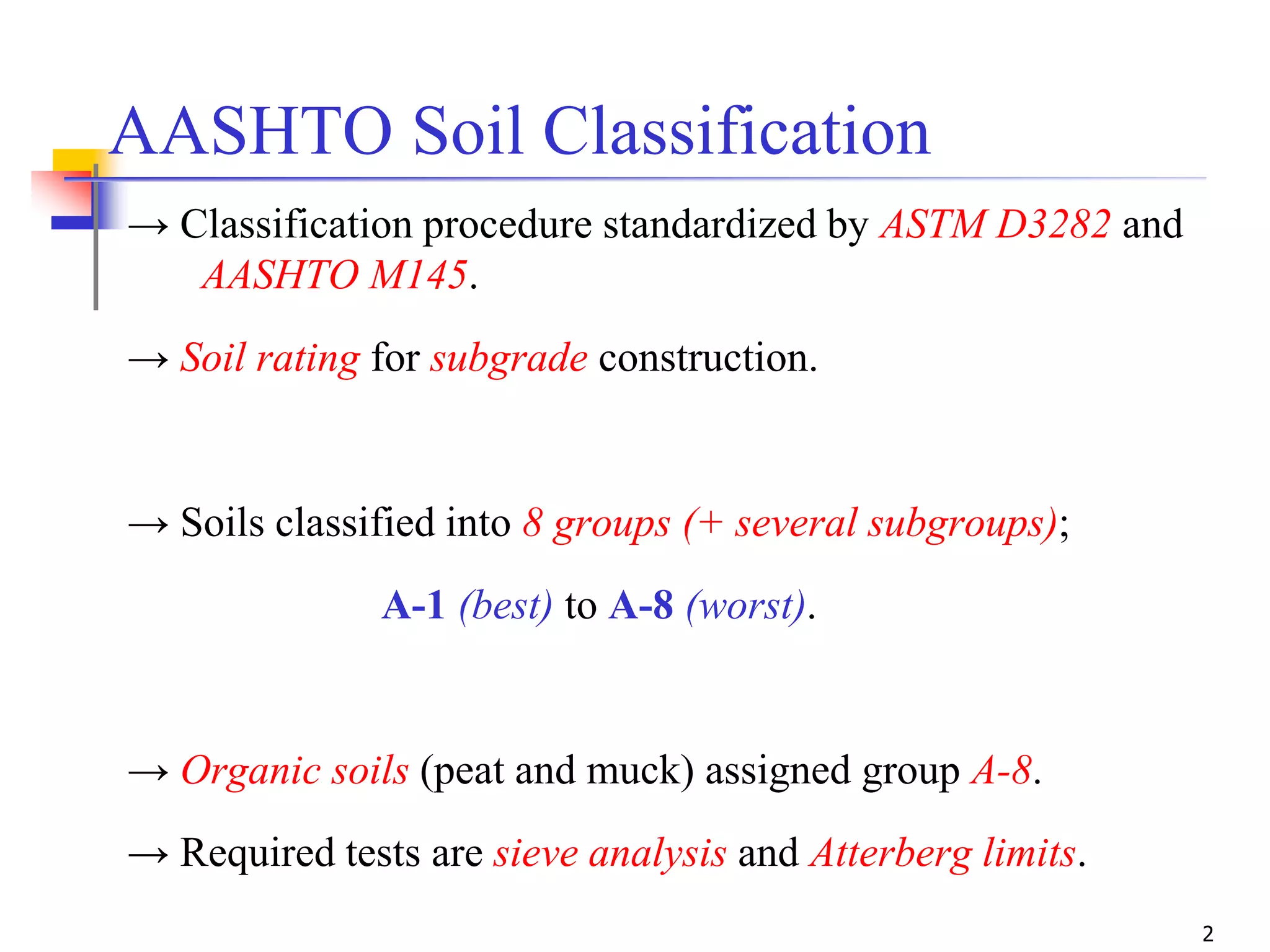 Geotechnical Engineering-I [Lec #12: AASHTO Soil Classification] | PPSX
